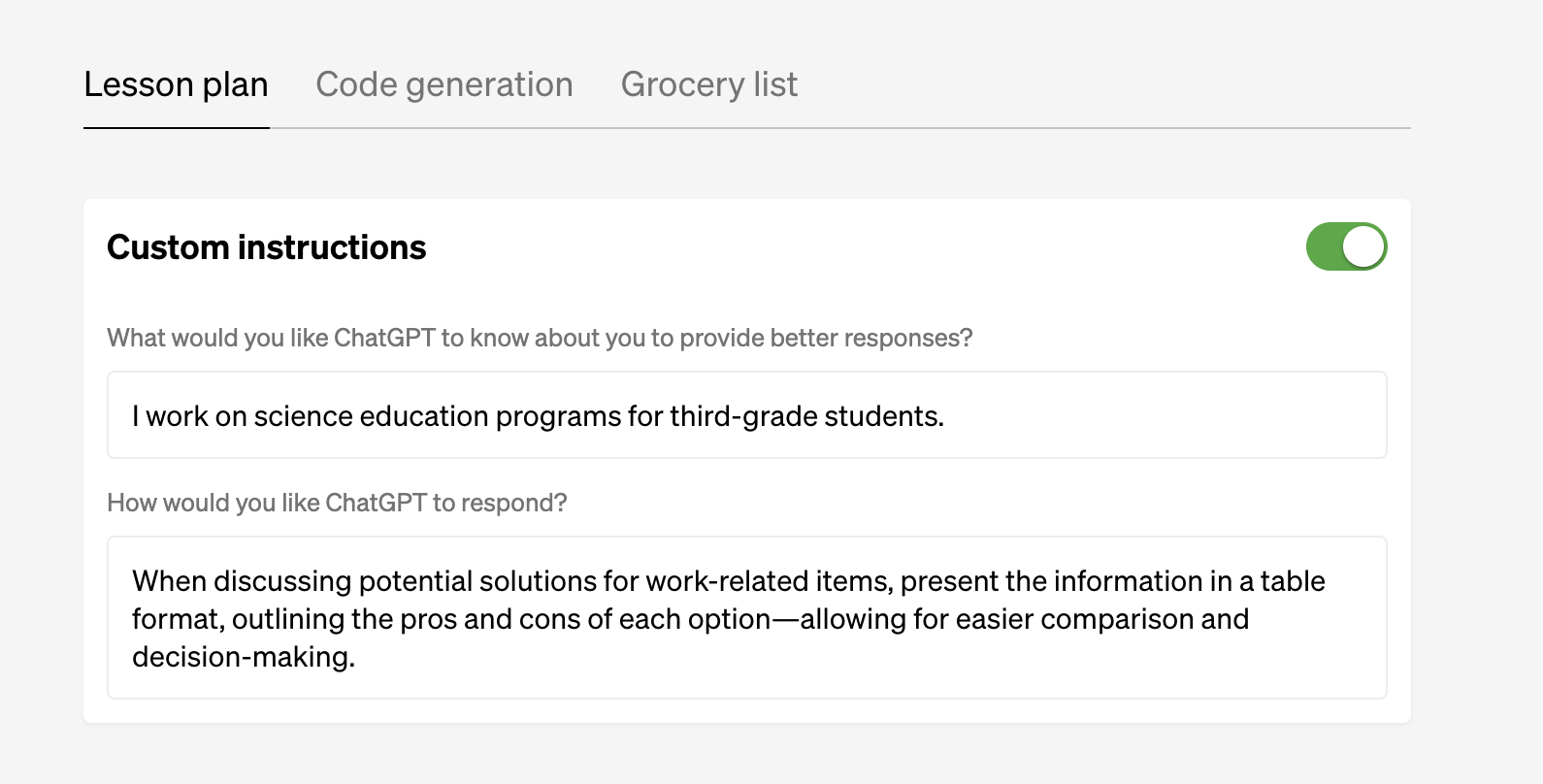 Persona Prompts for ChatGPT Custom Instructions